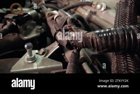 Macro Of A Car Engine With Probe Lens Inside The Engine Bay Stock Video Footage Alamy
