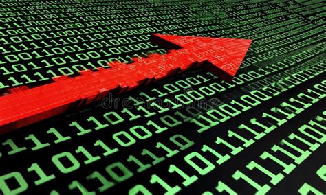 Digital Data Growth Illustrated By A Red Arrow Over Green Binary Code