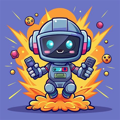 Premium Vector Cute Robot Gamer