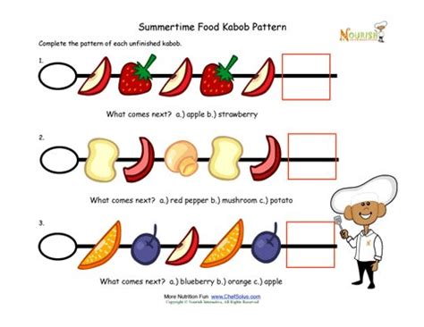 Summertime Food Kabob Math Worksheet For Preschoolers Worksheets Library