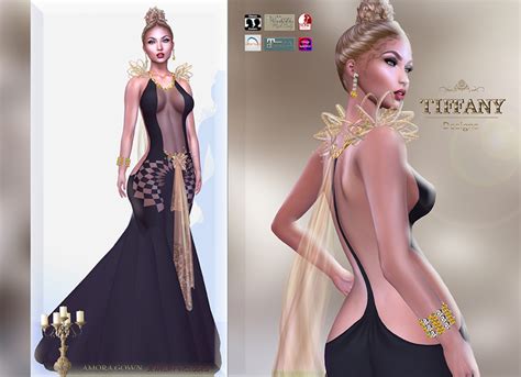 Second Life Marketplace Td Amora Gown With Appliers ~ Black