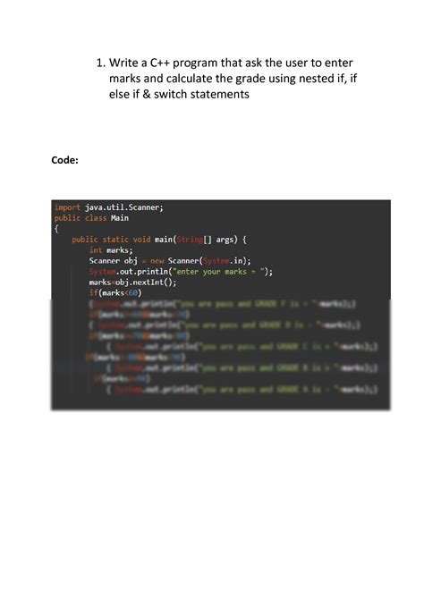 SOLUTION Write A C Program That Ask The User To Enter Marks And Calculate The Grade Using
