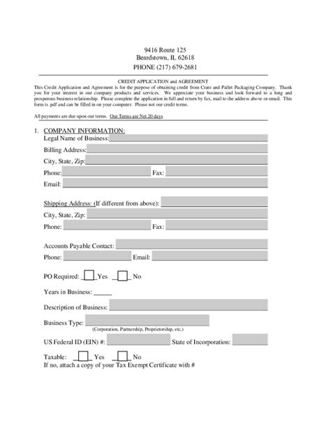Fillable Online New Customer Credit Application Completed Form Used To