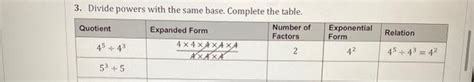 Solved 3 Divide Powers With The Same Base Complete The