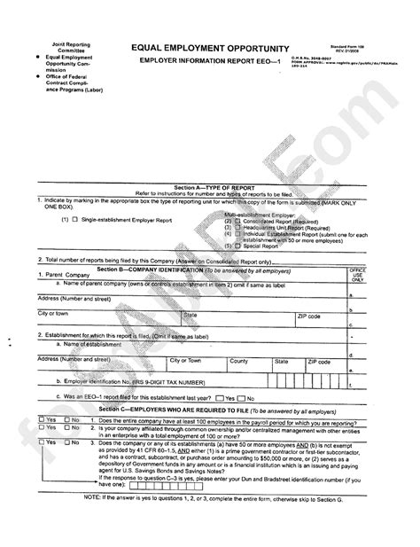 Form 100 Employer Information Report Eeo 1 Equal Employment
