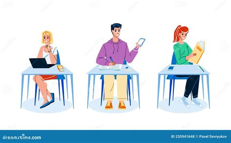 University Students In Classroom Studying Vector Stock Vector