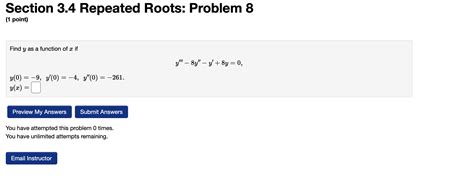 Solved Section 34 Repeated Roots Problem 7 1 Point Find