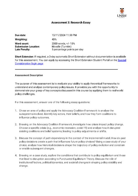 Assessment 3 Essay Brief Assessment 3 Research Essay Due Date 13112024 1159 Pm Weighting