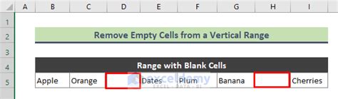 How To Remove Blank Cells From A Range In Excel Methods