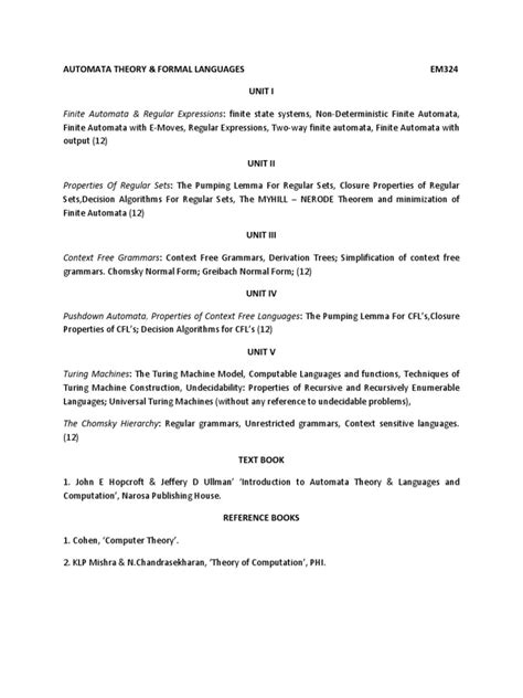 Automata Theory And Formal Languages Pdf Theoretical Computer Science