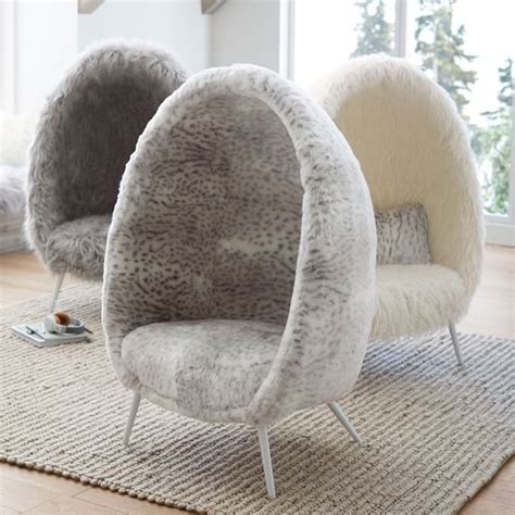 Ivory Furlicious Faux Fur Cave Chair Pbteen