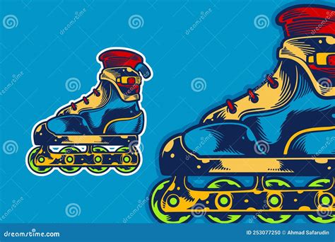Cartoon Of Inline Roller Skating Man Or Boy 117503093