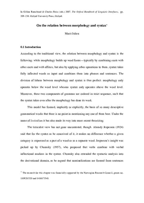 pdf on the relation between morphology and syntax