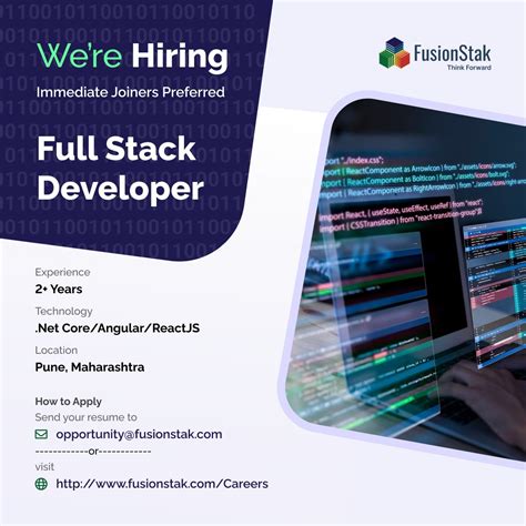 Fusionstak Llc On Linkedin Immediatejoiners Fullstackdevelopers