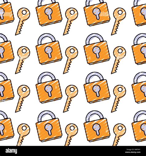 Doodle Close Padlock Object With Key Background Stock Vector Image And Art Alamy