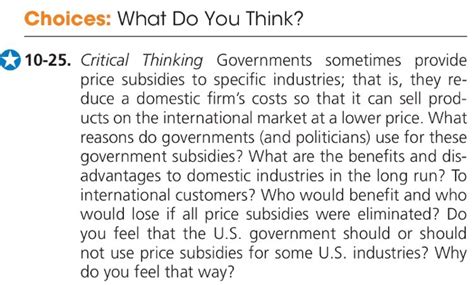 Solved Critical Thinking Governments Sometimes Provide Price