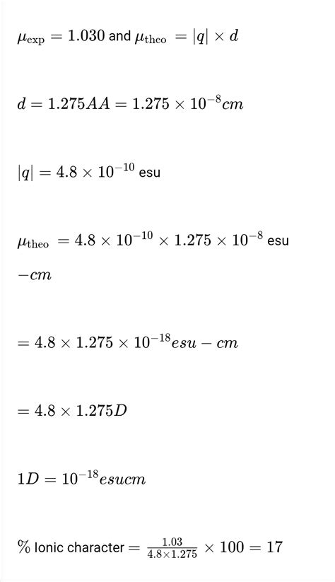 Calculate The Ionic Character Of Hcl Sathee Forum