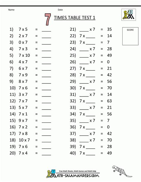 Maths For 7 Year Olds Free Worksheets Printable Pdf Template