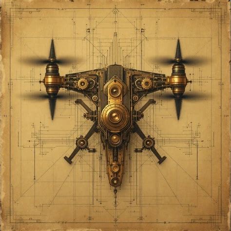 Free Steampunk Drone Blueprint Image Download At Stockcake
