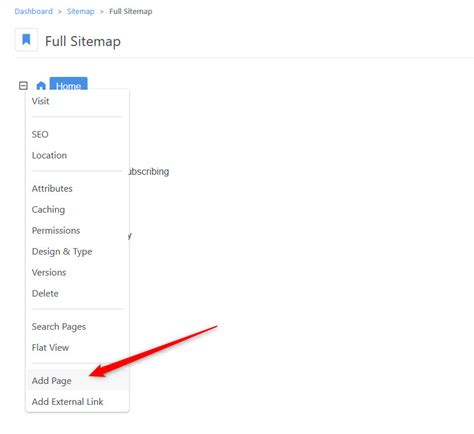how to create a new page with concrete5