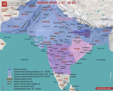 Map Of The Mauryan Empire C 321 185 Bce World History Encyclopedia