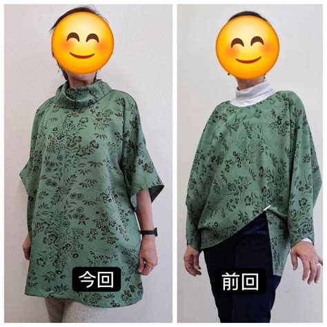 石黒和子 Nhk学園くにたちオープンスクールのkkさん。 昨年8月のパターン｢クシュクシュ衿のコート｣と10 月のパターン｢フード付きショートジャケット｣を合わせてオリジナルのコートを