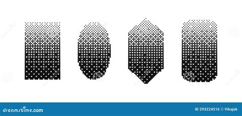 Geometric Shapes Bitmap Set Dither Gradient Forms Collection Stock