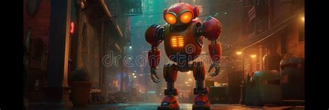 Animated Cute Robot Great Design For Any Purposes Cartoon Realistic