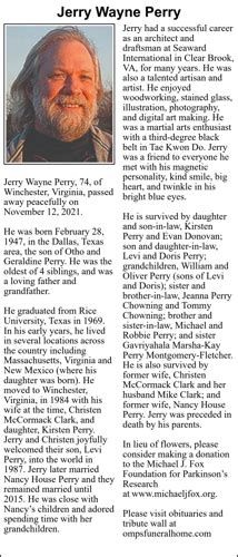 Jerry Wayne Perry Obituaries