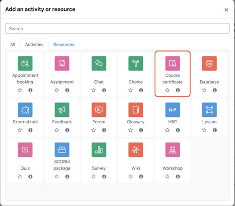 Course Certificate Activity Moodledocs