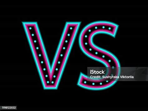 블루 네온 대 로고 Vs 벡터 문자 그림 경쟁 아이콘 Ggame 개념 경쟁 Vs 스포츠와 싸움 경쟁에 대 한 편지