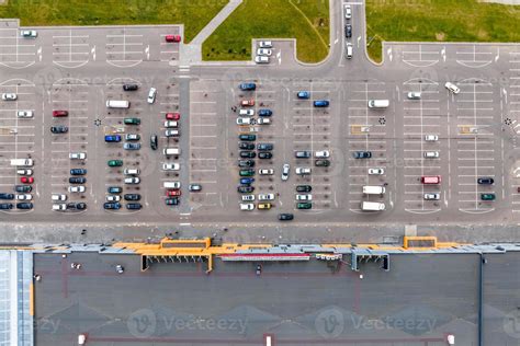 Aerial View On Large Open Air Parking Lot For Cars For Residents Of