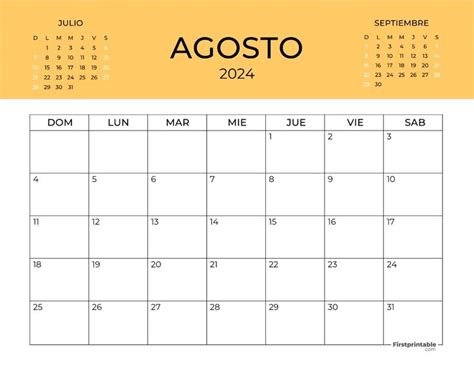 Calendario Mensal De Agosto De 2024 Para Imprimir Calendario 2024