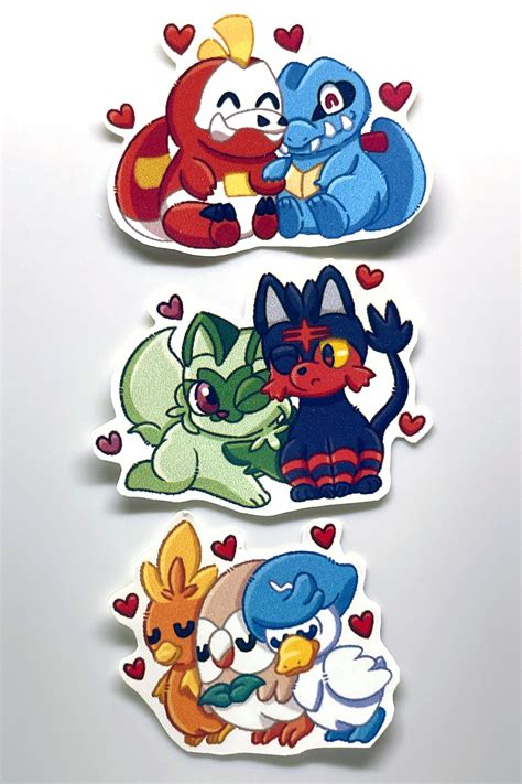 Pokemon Stickers Of Sprigatito Fuecoco And Quaxly Etsy