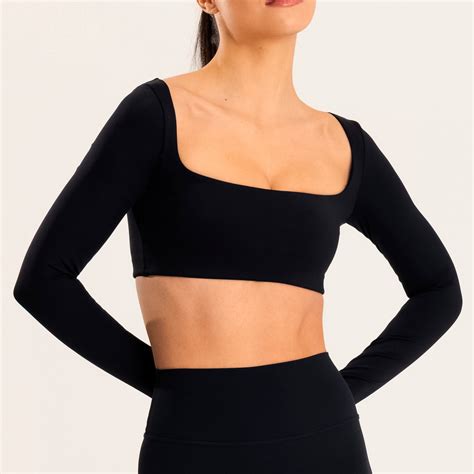 Icon Long Sleeve Bra Square Neck And Cropped Fit Omnana