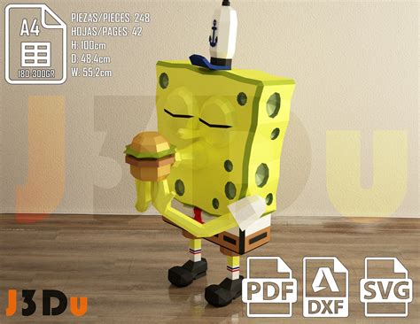 Spongebob Squarepants Papercraft Pdf Template For Office Room Decor