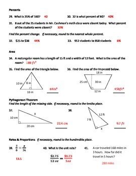 End Of Year Middle School Math Review Exam By Laura Becker Tpt
