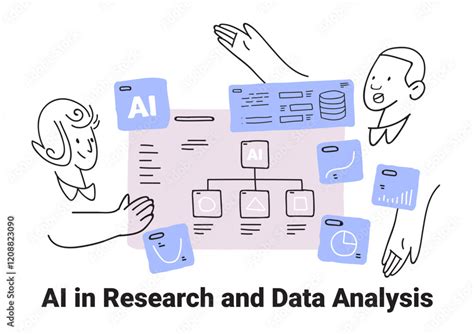 Ai In Research And Data Analysis Concept With People Interacting Around