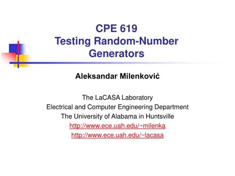 Ppt Cpe 619 Testing Random Number Generators Powerpoint Presentation