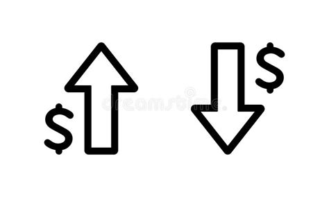 Dollar Arrow Up And Down Outline Icon Isolated On White Background Usd