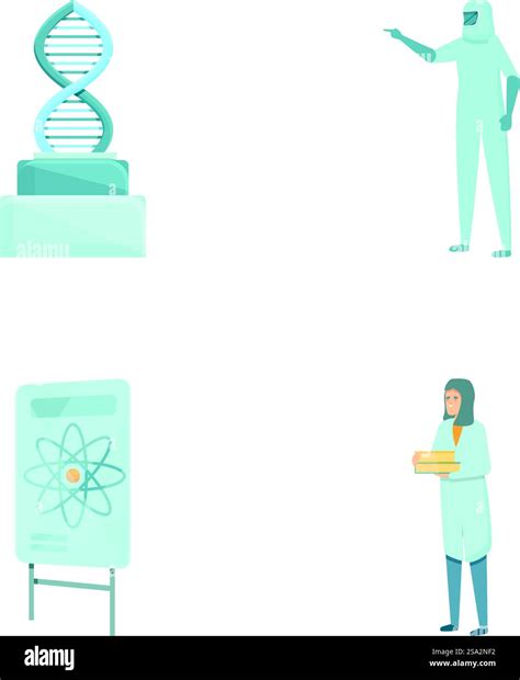 Genetic Testing Icons Set Cartoon Vector Scientist Researching Dna