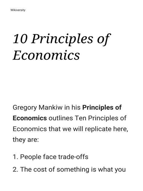 10 Principles Of Economics Wikiversity Pdf Market Economics