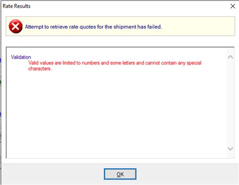 Ups Validation Valid Values Are Limited To Numbers And Some Letters And Cannot Contain Any