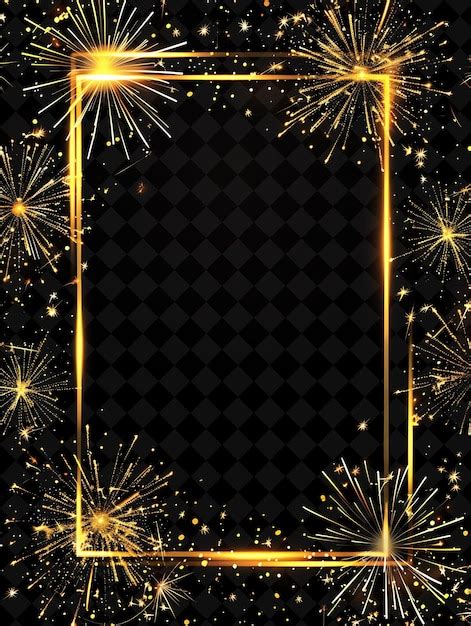 Premium Psd A Gold Frame With Fireworks On A Black Background
