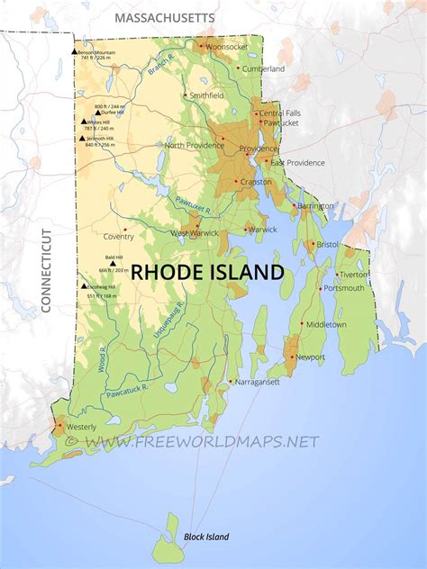 Physical Map Of Rhode Island