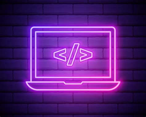 premium vector coding neon iconprogramming elements of browser set