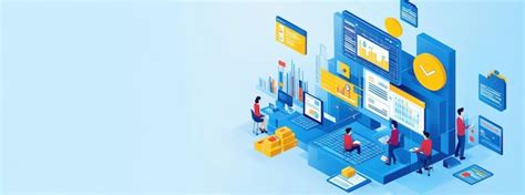 Modern Digital Workspace Concept With Isometric Illustration Showcasing