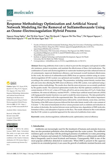 Pdf Response Methodology Optimization And Artificial Neural Network Modeling For The Removal