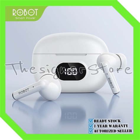 Jual Tws Robot T70 Headset Bluetooth Earbuds Wireless Led Display Earphone White Shopee
