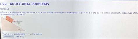 Solved A Force Is Appiled To A Block To Move It Up A 28∘